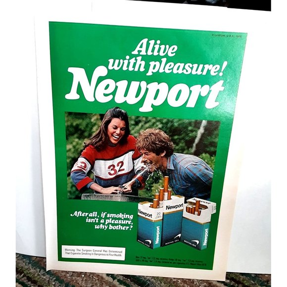 Wall Decor | 1979 Newport Cigarettes Man Woman Water Fountain Vintage ...